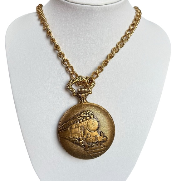 Monet | Jewelry | Vtg Belle Suisse Pocket Watch Train Embossed Case ...